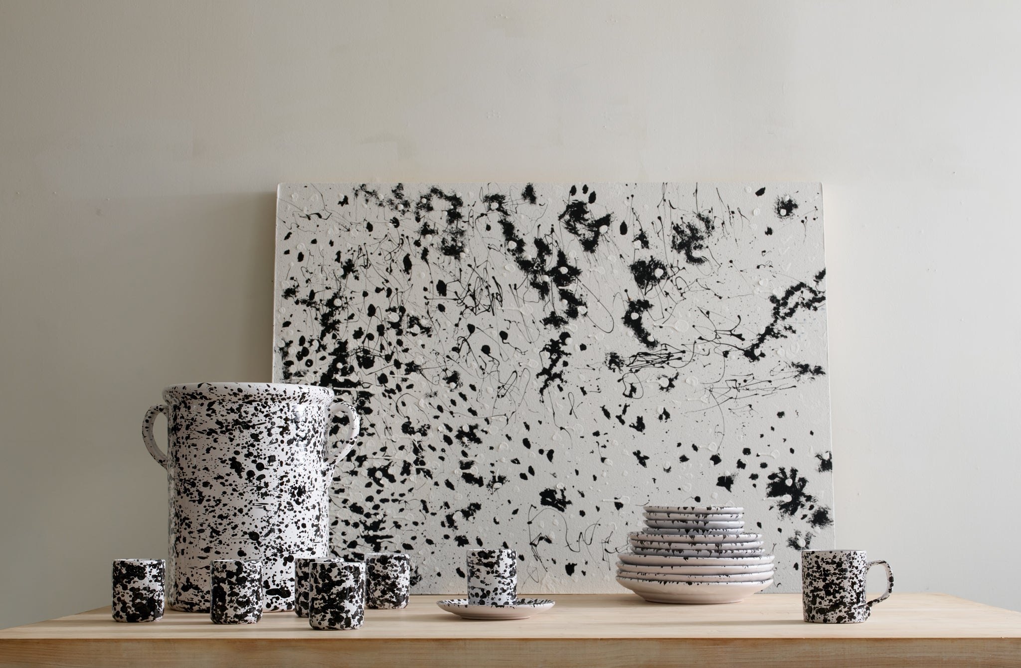 Black on White Splatterware Dinnerware – MARCH