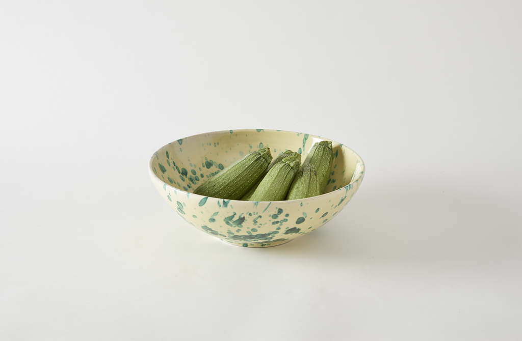 Green on Cream Splatterware 13 Inch Serving Bowl – MARCH